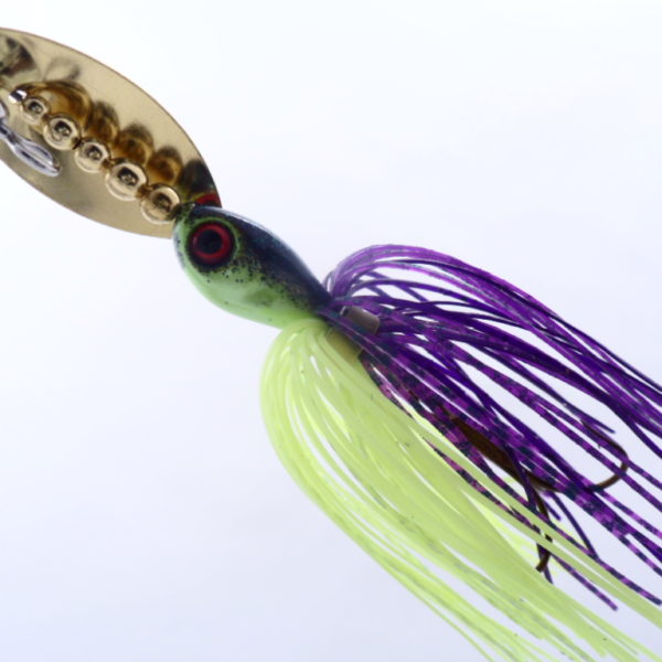 In-line Spinner, Chartreuse Purple Shad | Megachomp Lure Company